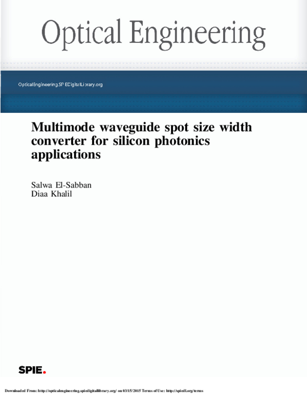 Pdf Multimode Waveguide Spot Size Width Converter For Silicon Photonics Applications