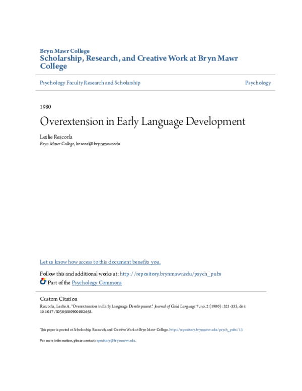 (PDF) Overextension in early language development