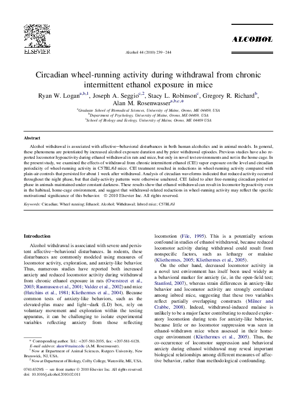 (PDF) Circadian wheel-running activity during withdrawal from chronic ...