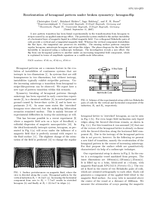(PDF) Reorientation of a hexagonal pattern under broken symmetry: The ...