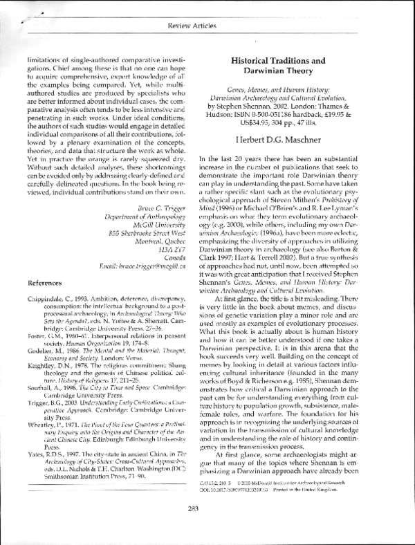 (PDF) Review of Stephen Shennan Genes, Memes, and Human History ...