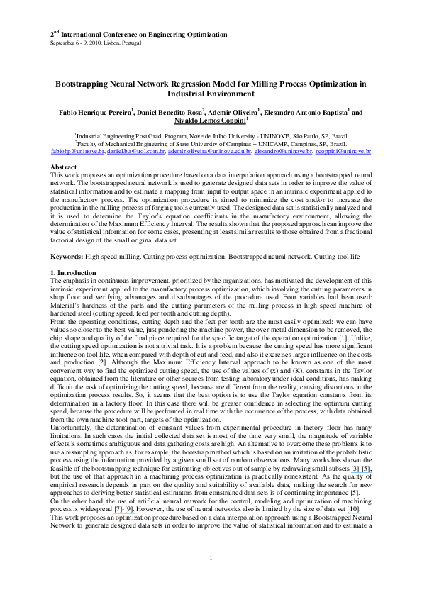Pdf Bootstrapping Neural Network Regression Model For Motor Drive Vibration Optimization
