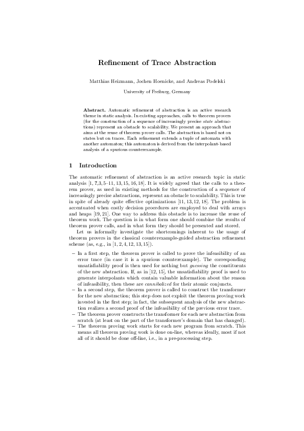 (PDF) Refinement of Trace Abstraction