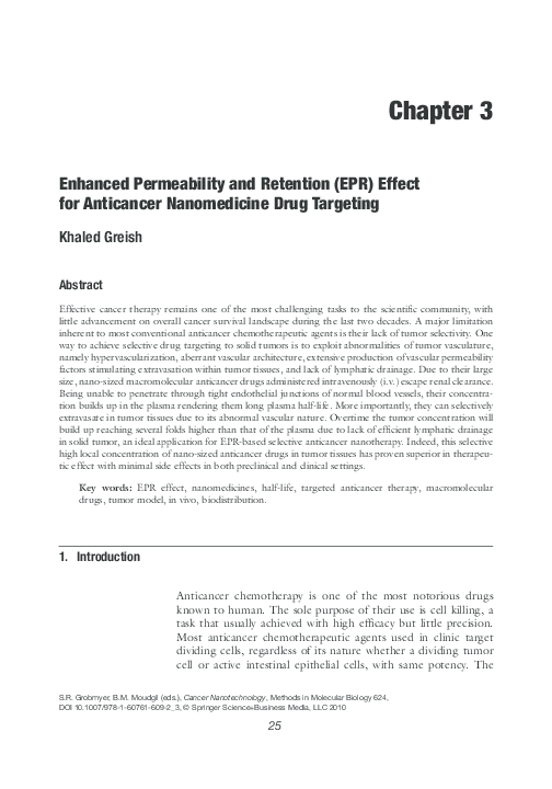 (PDF) The enhanced permeability and retention (EPR) effect in tumor ...