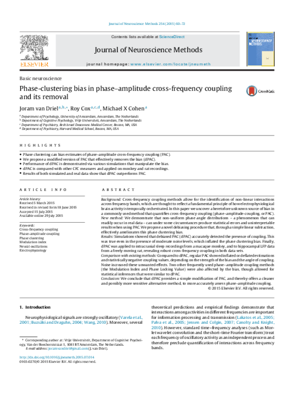 (PDF) Phase-clustering bias in phase–amplitude cross-frequency coupling and its removal