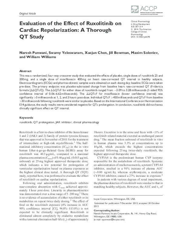 (PDF) Evaluation of the effect of ruxolitinib on cardiac repolarization ...