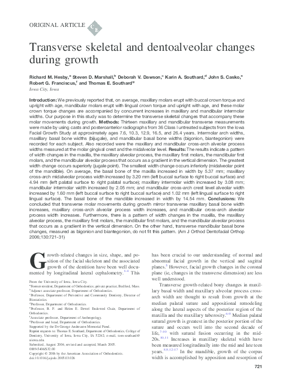 (PDF) Transverse skeletal and dentoalveolar changes during growth