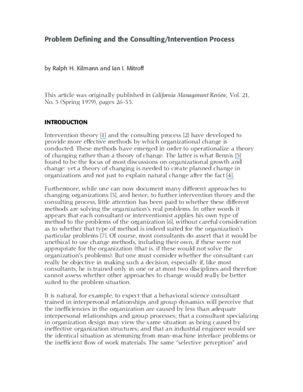 (PDF) Problem Defining and the Consulting/Intervention Process