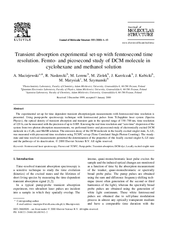 (PDF) Transient absorption experimental set-up with femtosecond time ...