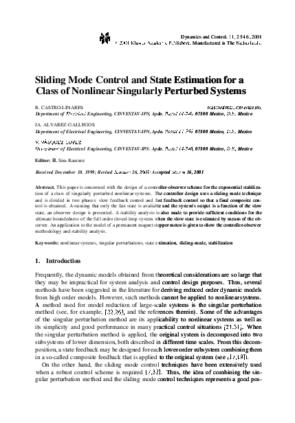 (PDF) Sliding Mode Control and State Estimation for a Class of Nonlinear Singularly Perturbed ...