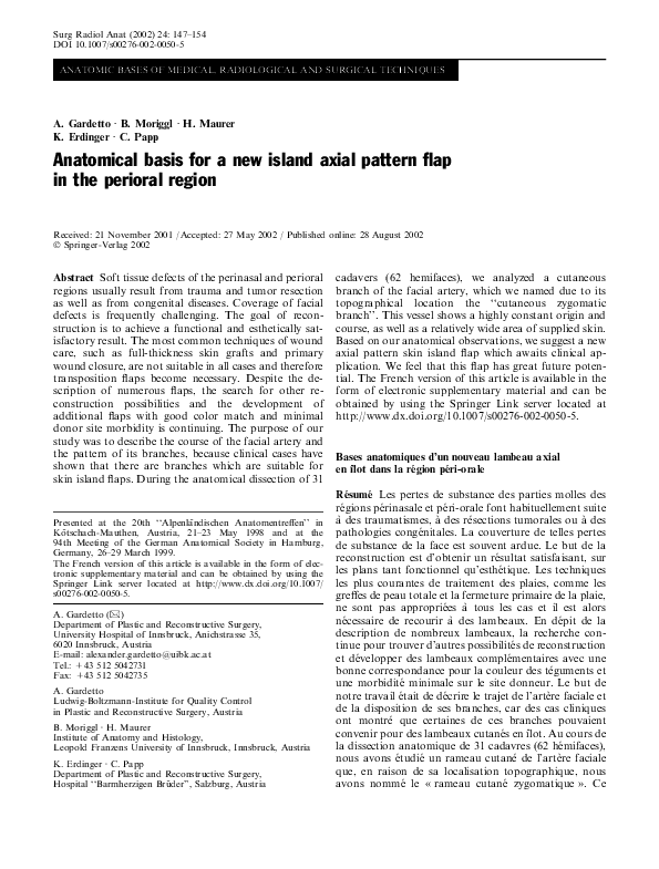 (PDF) Anatomical basis for a new island axial pattern flap in the ...
