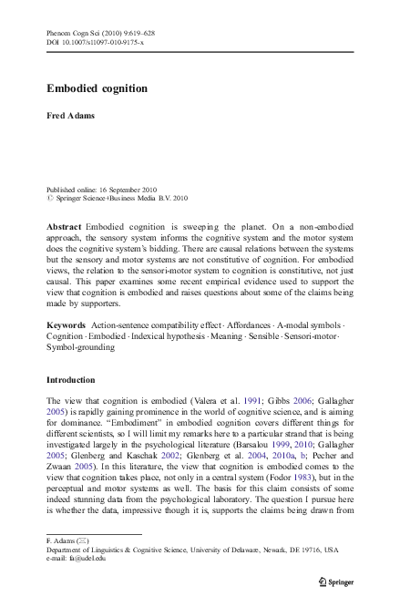 (PDF) Embodied cognition