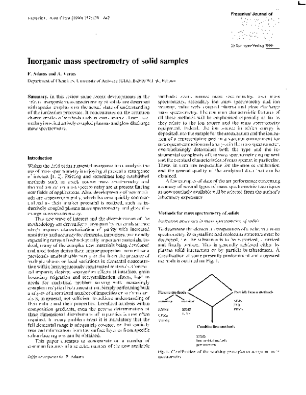 (PDF) Inorganic mass spectrometry of solid samples