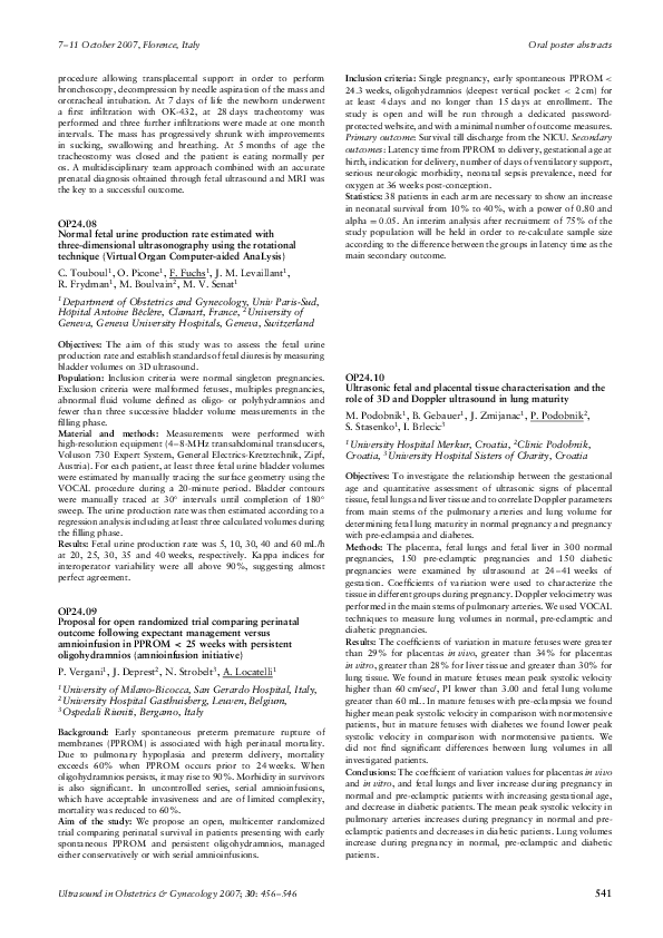 (PDF) OP24.08: Normal fetal urine production rate estimated with three ...