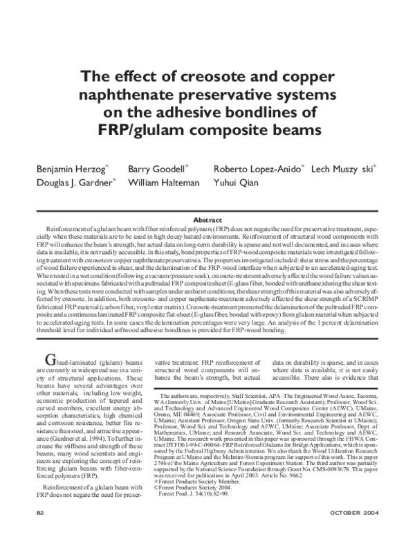 (PDF) Effect of creosote and copper naphthenate preservative treatments ...