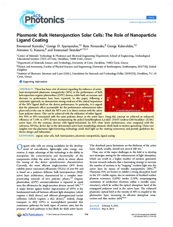 (PDF) Plasmonic bulk heterojunction solar cells: The role of ...