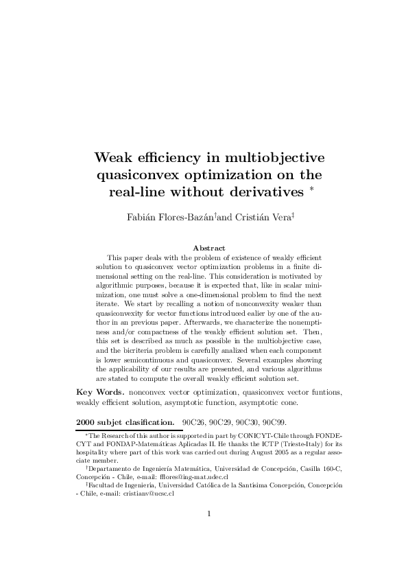 (PDF) Weak efficiency in multiobjective quasiconvex optimization on the real-line without ...