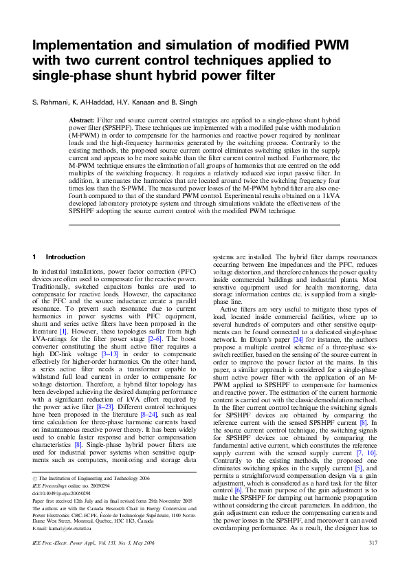 Pdf Implementation And Simulation Of Modified Pwm With Two Current Control Techniques Applied