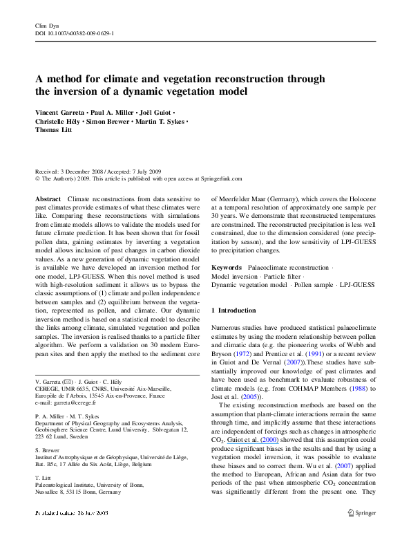 (PDF) A method for climate and vegetation reconstruction through the ...