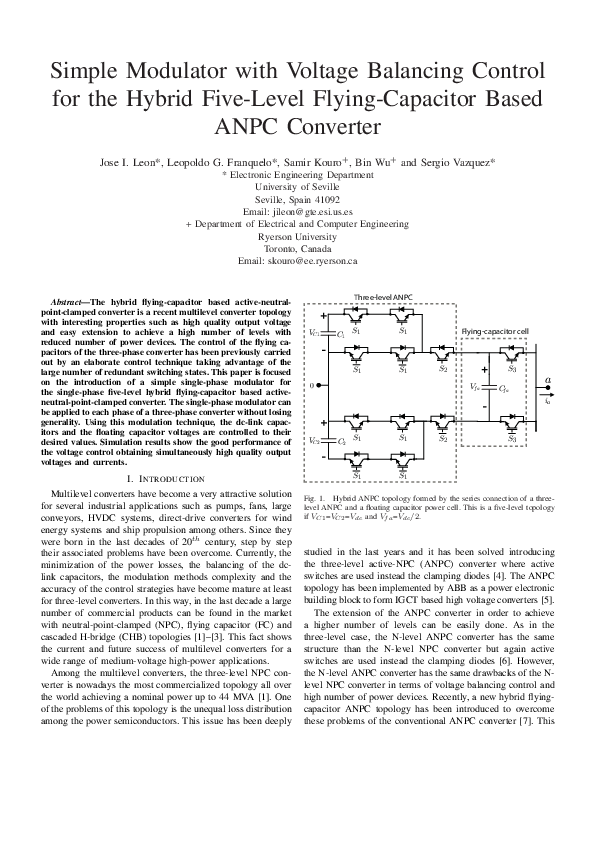 Pdf Simple Modulator With Voltage Balancing Control For The Hybrid Five Level Flying Capacitor