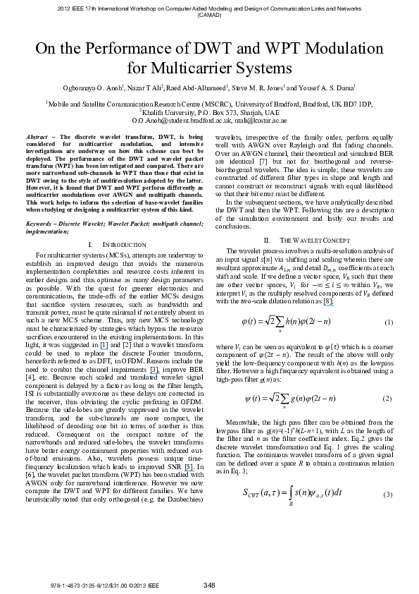 (PDF) On the performance of DWT and WPT modulation for multicarrier systems