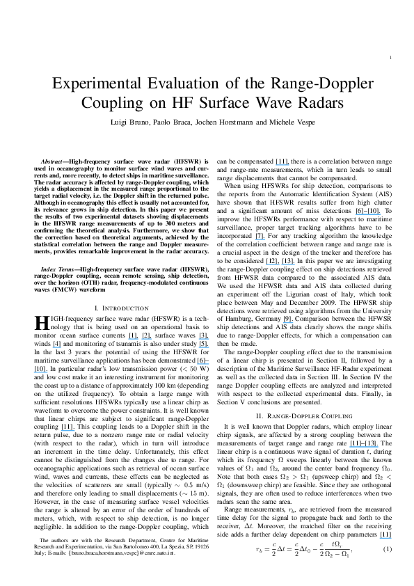 (PDF) Experimental Evaluation of the Range–Doppler Coupling on HF ...