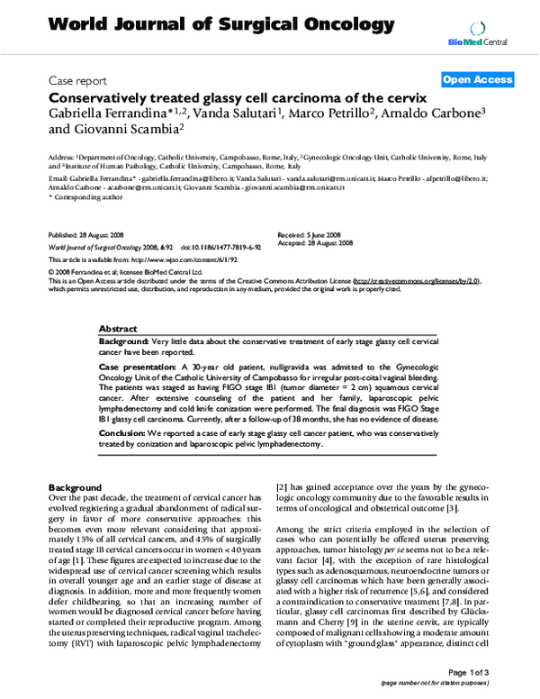 (PDF) Glassy Cell Carcinoma of the Cervix and Metastasis in Episiotomy ...