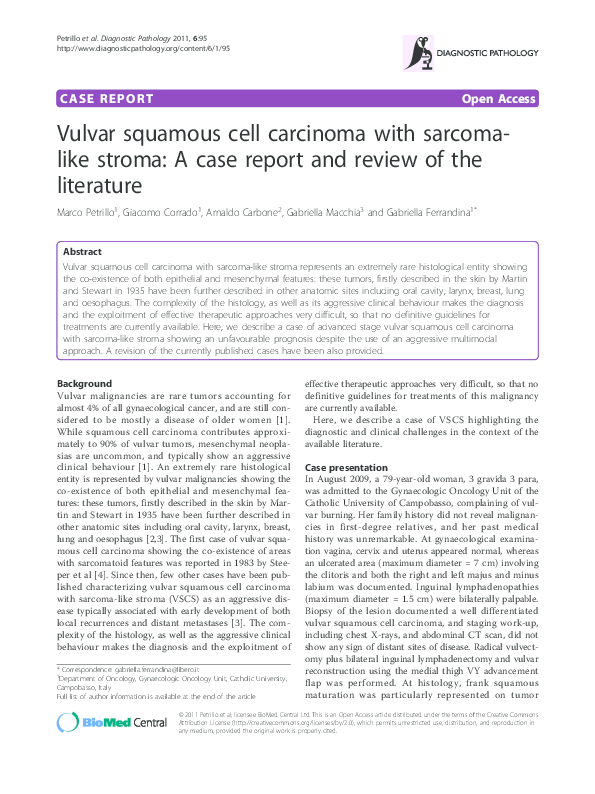 (PDF) Vulvar squamous cell carcinoma with sarcoma-like stroma: A case report and review of the ...