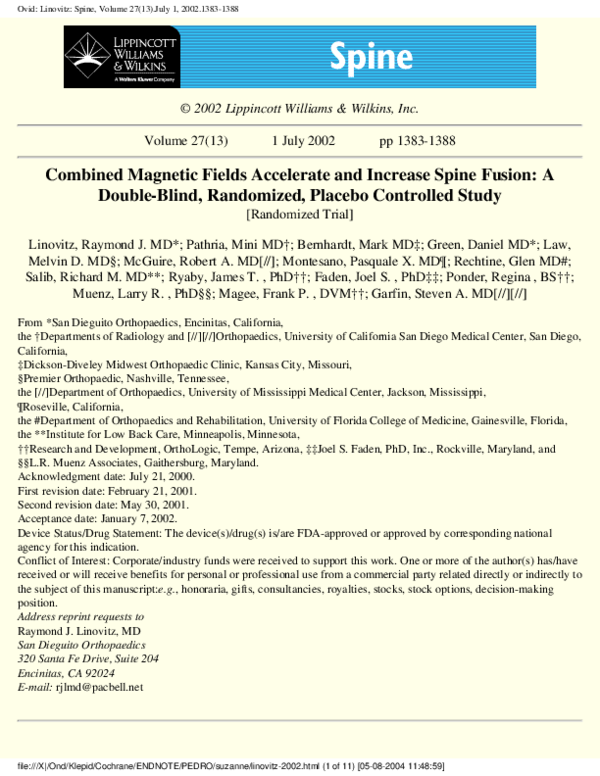 (PDF) Combined Magnetic Fields Accelerate and Increase Spine Fusion
