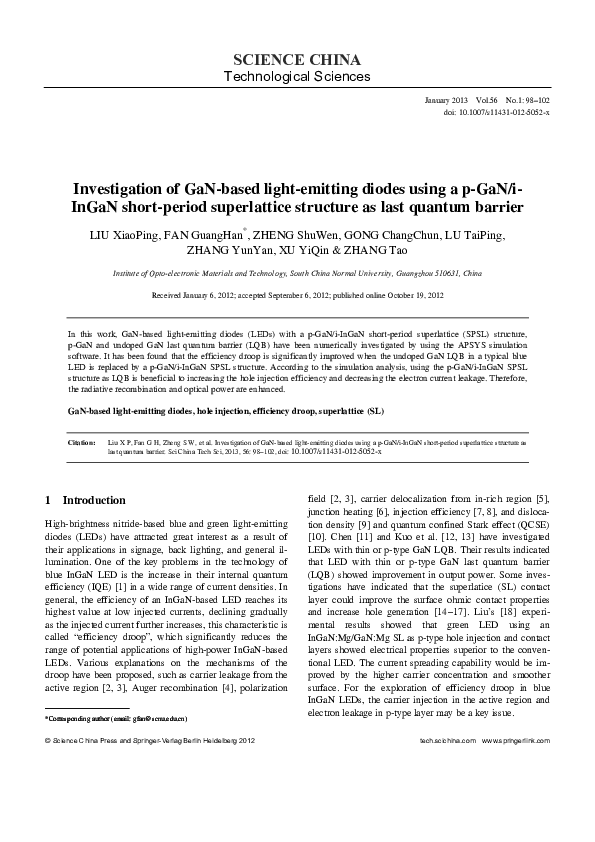 (PDF) Enhancing light extraction mechanisms of GaN-based light-emitting diodes through the ...
