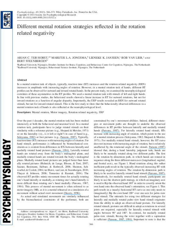 (PDF) Different mental rotation strategies reflected in the rotation ...