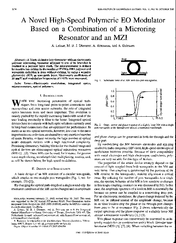(PDF) A novel high-speed polymeric EO Modulator based on a combination ...