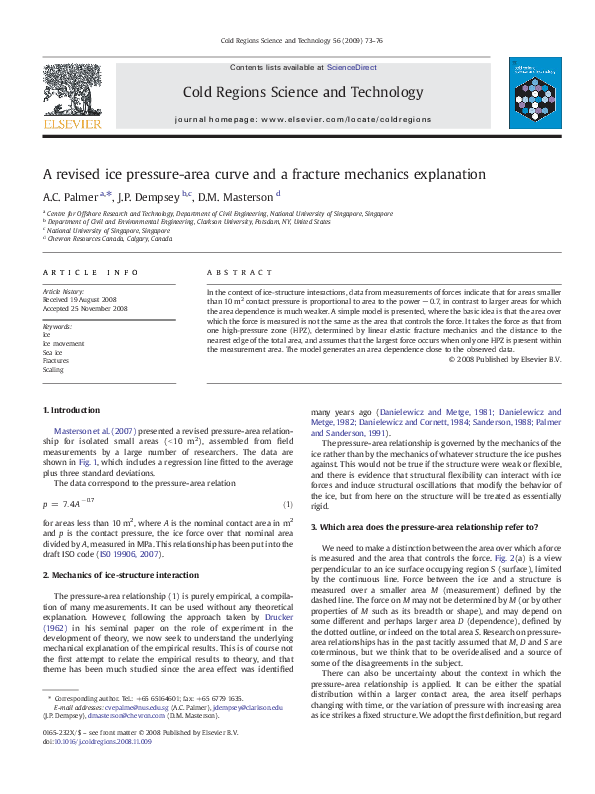 (PDF) A revised ice pressure-area curve and a fracture mechanics ...