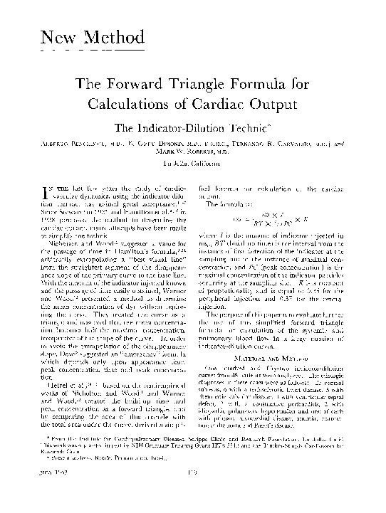 (PDF) The forward triangle formula for calculations of cardiac output