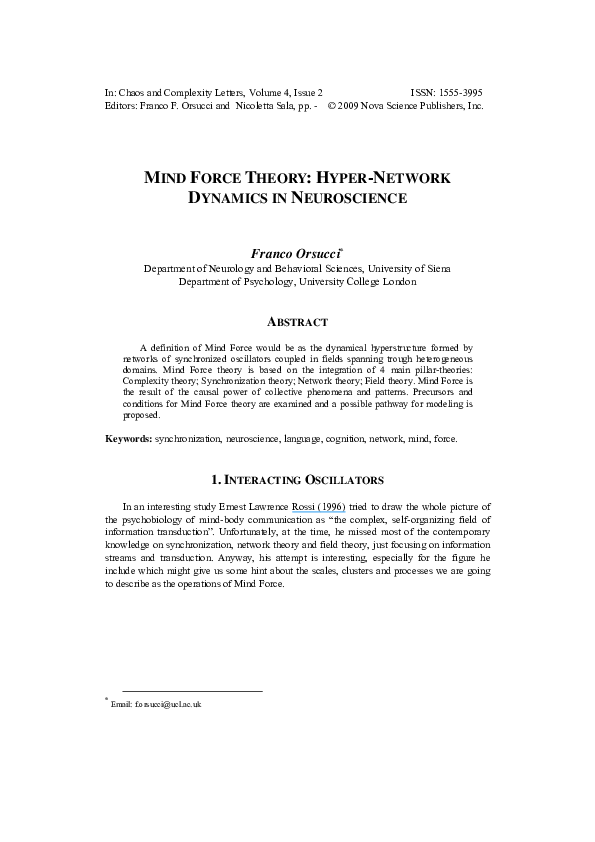 (PDF) Mind Force Theory: Hyper-Network Dynamics in Neuroscience