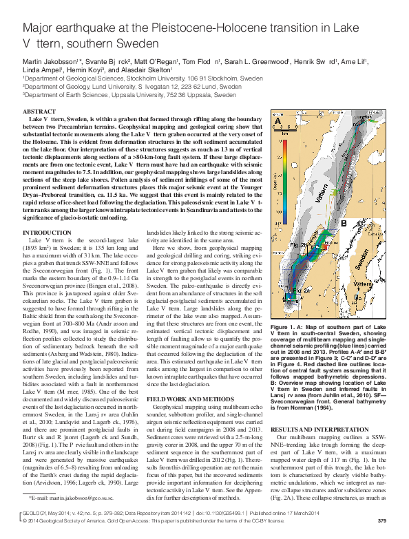 (PDF) Major earthquake at the Pleistocene-Holocene transition in Lake ...