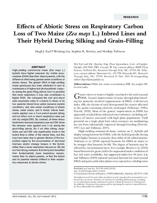 (PDF) Corn Respiration response to drought