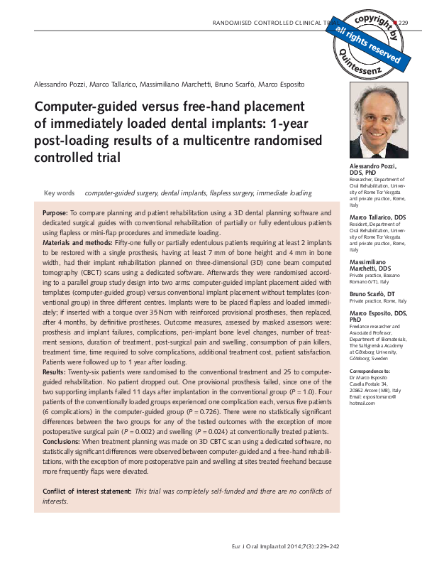 (PDF) Computer-guided versus free-hand placement of immediately loaded ...