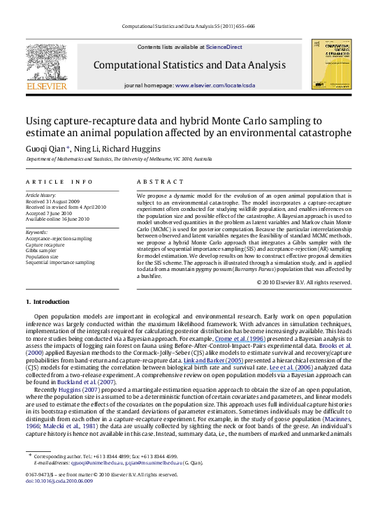 (PDF) Using capture-recapture data and hybrid Monte Carlo sampling to ...