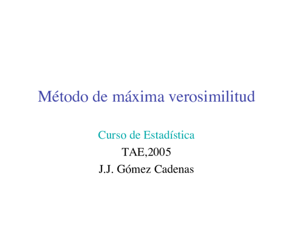 (PDF) Método de máxima verosimilitud