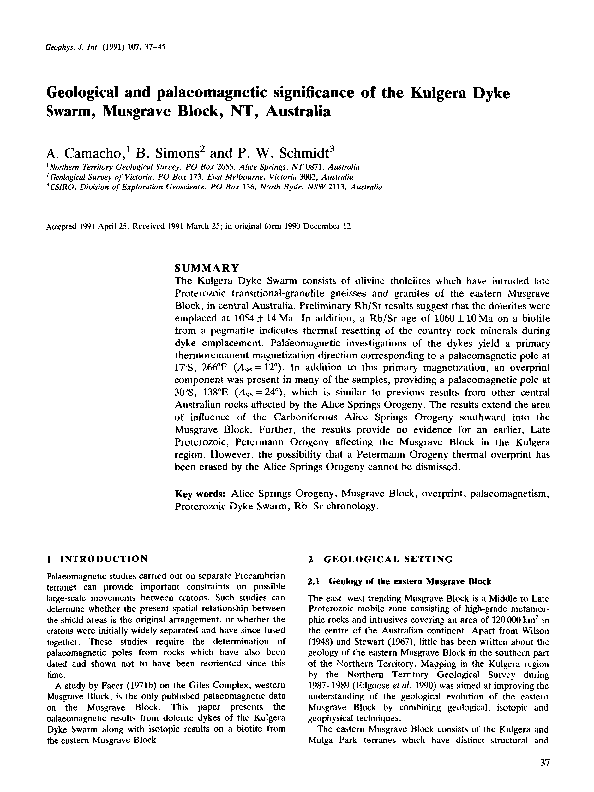 (PDF) Geological and Paleomagnetic Significance of the Kulgera Dyke ...