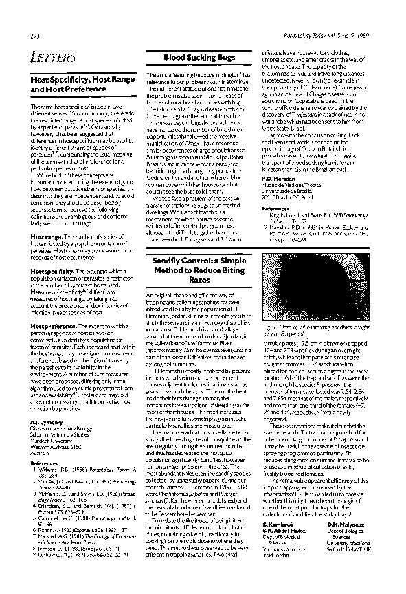Pdf Host Specificity Host Range And Host Preference