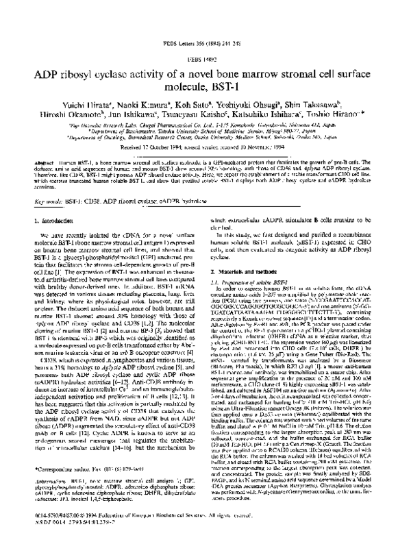 (PDF) BST-1: A Novel ADP Ribosyl Cyclase in Pre-B Cells