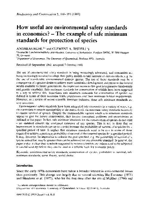 (PDF) How useful are environmental safety standards in economics? ? The ...