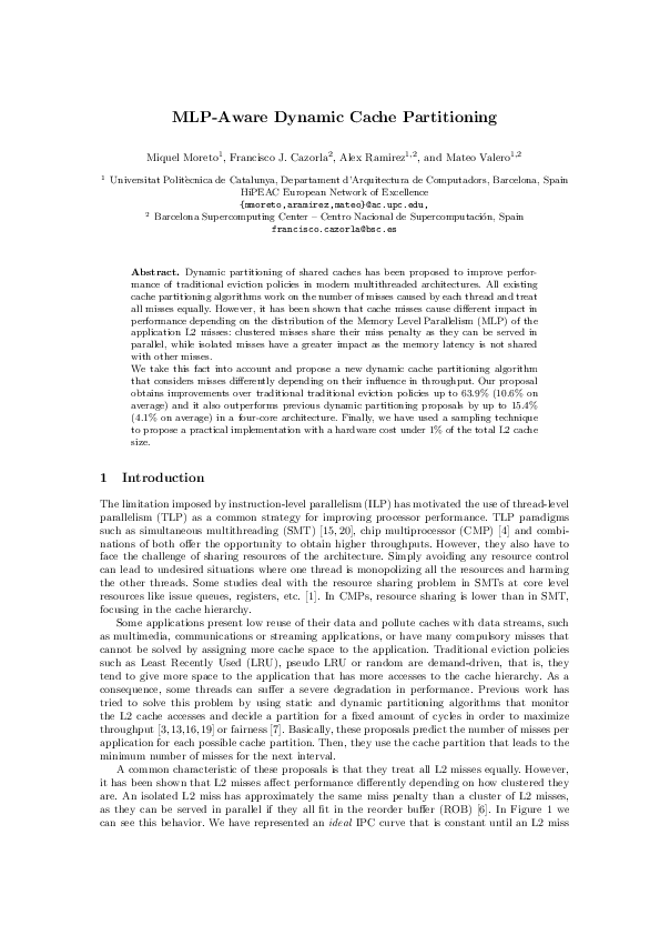 (PDF) MLP-Aware Dynamic Cache Partitioning
