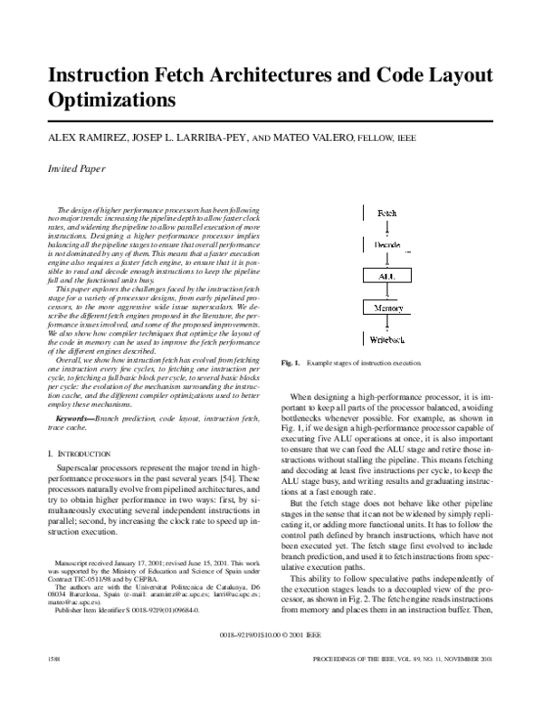 Pdf Instruction Fetch Architectures And Code Layout Optimizations