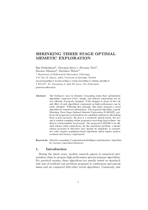 (PDF) SHRINKING THREE STAGE OPTIMAL MEMETIC EXPLORATION