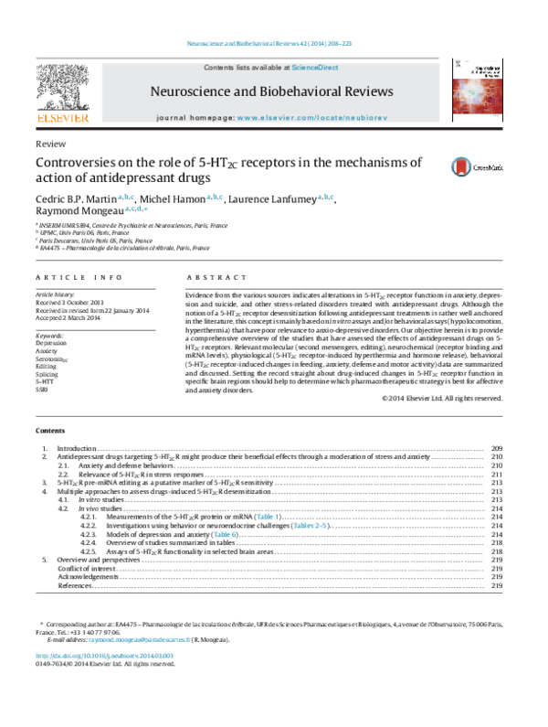 (PDF) The Role of 5-HT 2C Receptors in the Antidepressant Response: A ...