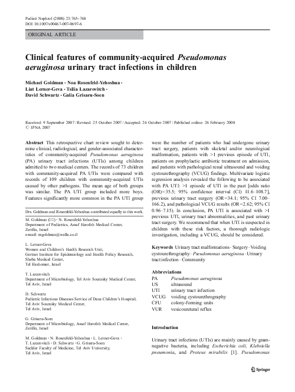 (PDF) Clinical features of community-acquired Pseudomonas aeruginosa ...