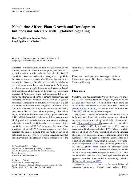(PDF) Nebularine Affects Plant Growth and Development but does not ...